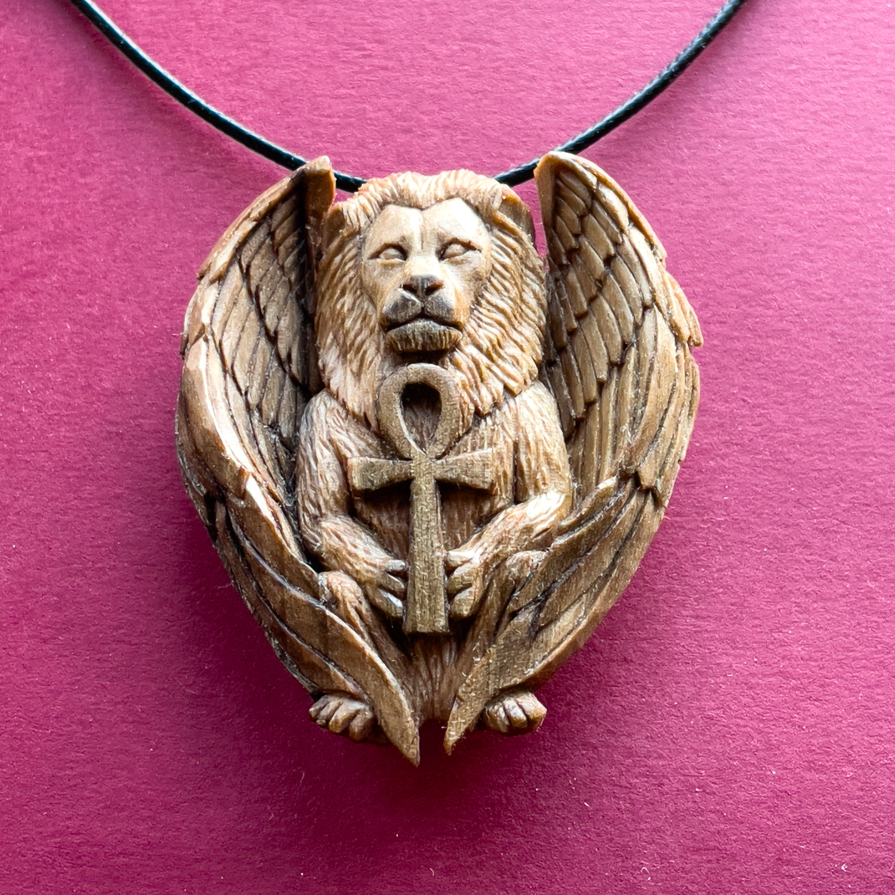 Lion With Wings And Ankh Pendant – woodzard